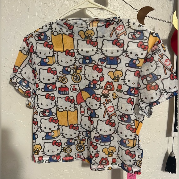 Hello Kitty | Tops | Hello Kitty Mesh Cropped Shirt | Poshmark